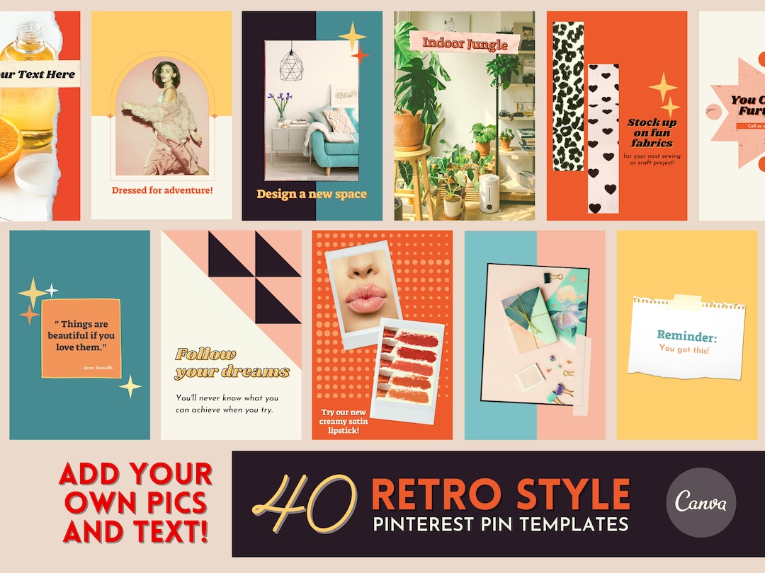 Colorful Bright Canva Pin Templates for Pinterest Marketing Social ...