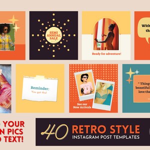 Retro Style Canva Post Templates for Instagram | Bright & Fun Insta ...