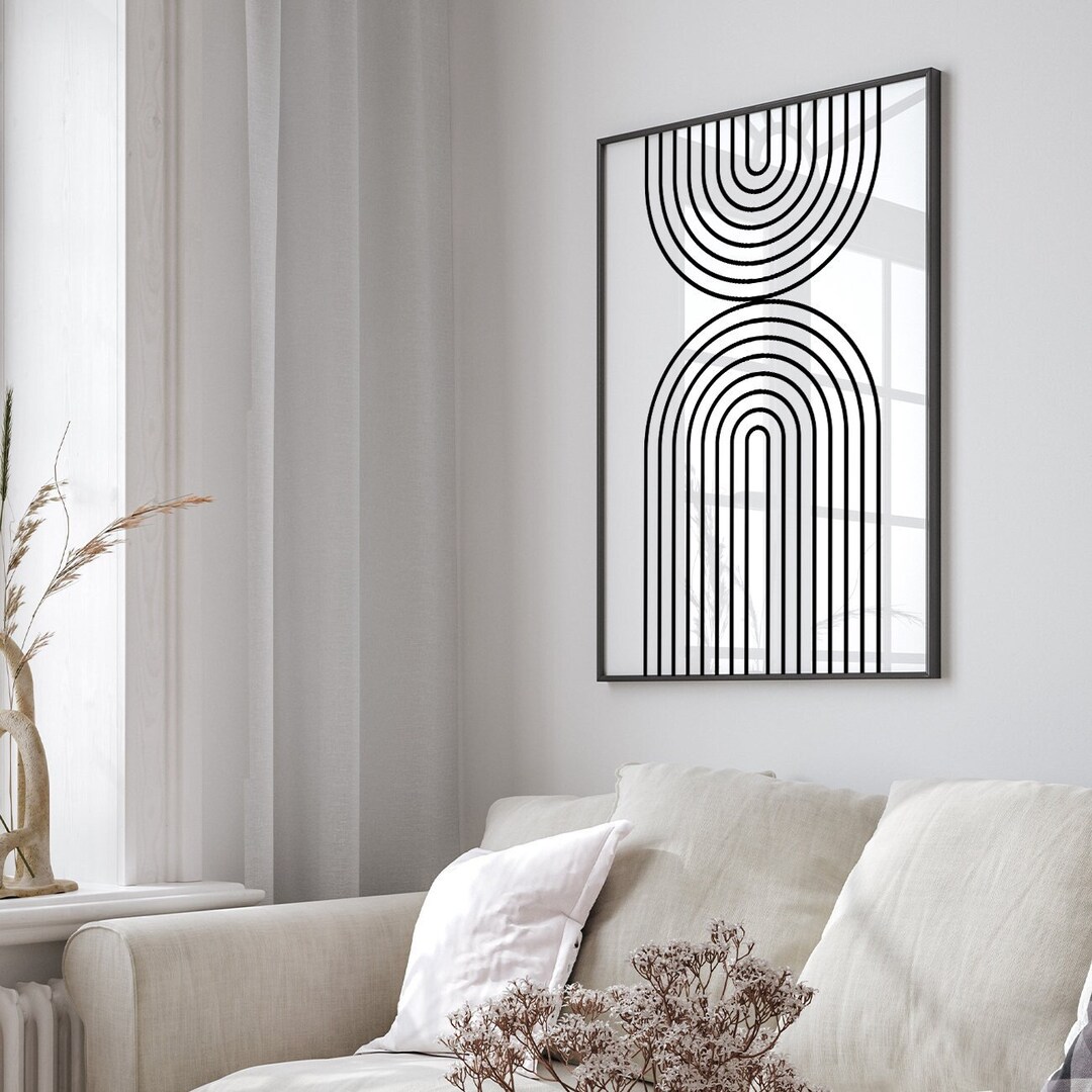 Geometric Lines Art Print Abstract Arch Wall Art Black & - Etsy