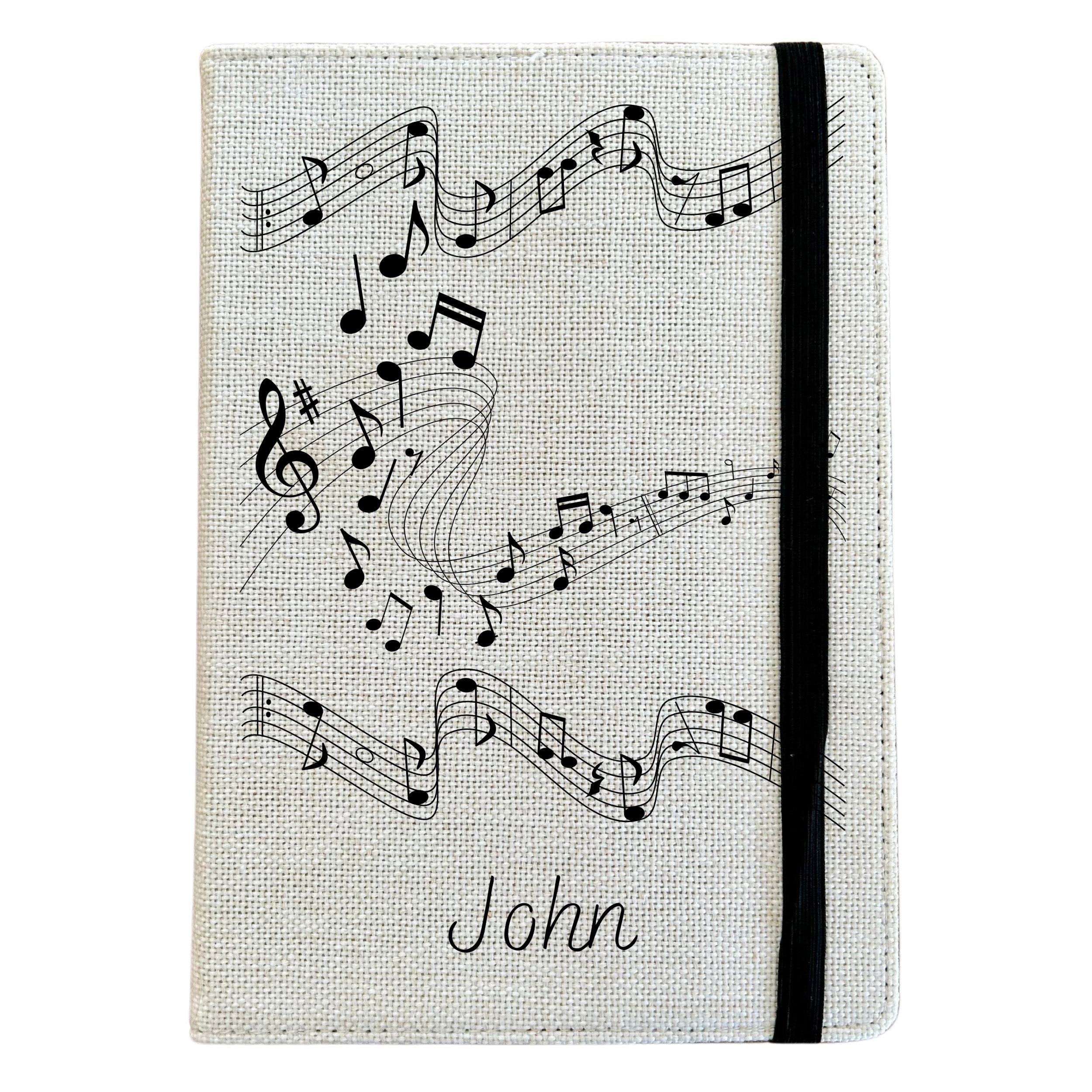 Personalised Music Notes A5 Notebook - Custom Music Lined Journal ...