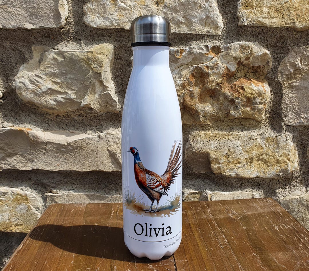 Personalised Pheasant Water Bottle, Gift for Wildlife Lover, Thank You ...