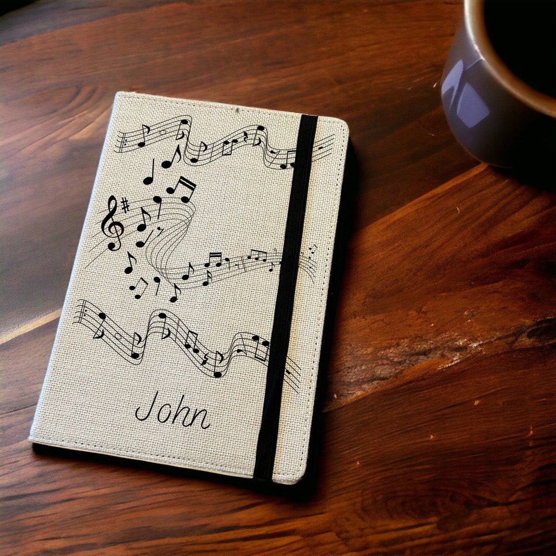 Personalised Music Notes A5 Notebook - Custom Music Lined Journal ...