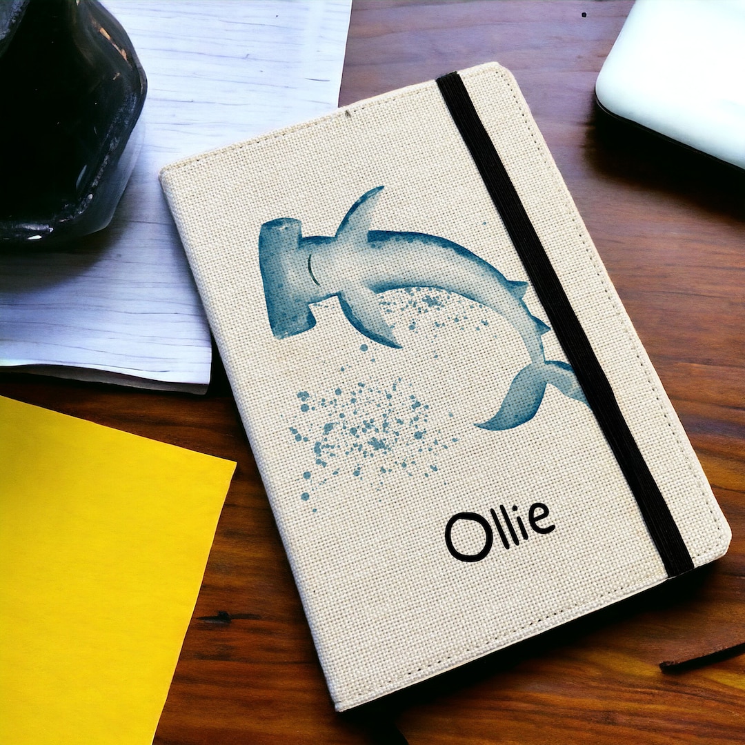 Personalised Shark A5 Notebook - Custom Sea Creature Lined Journal ...