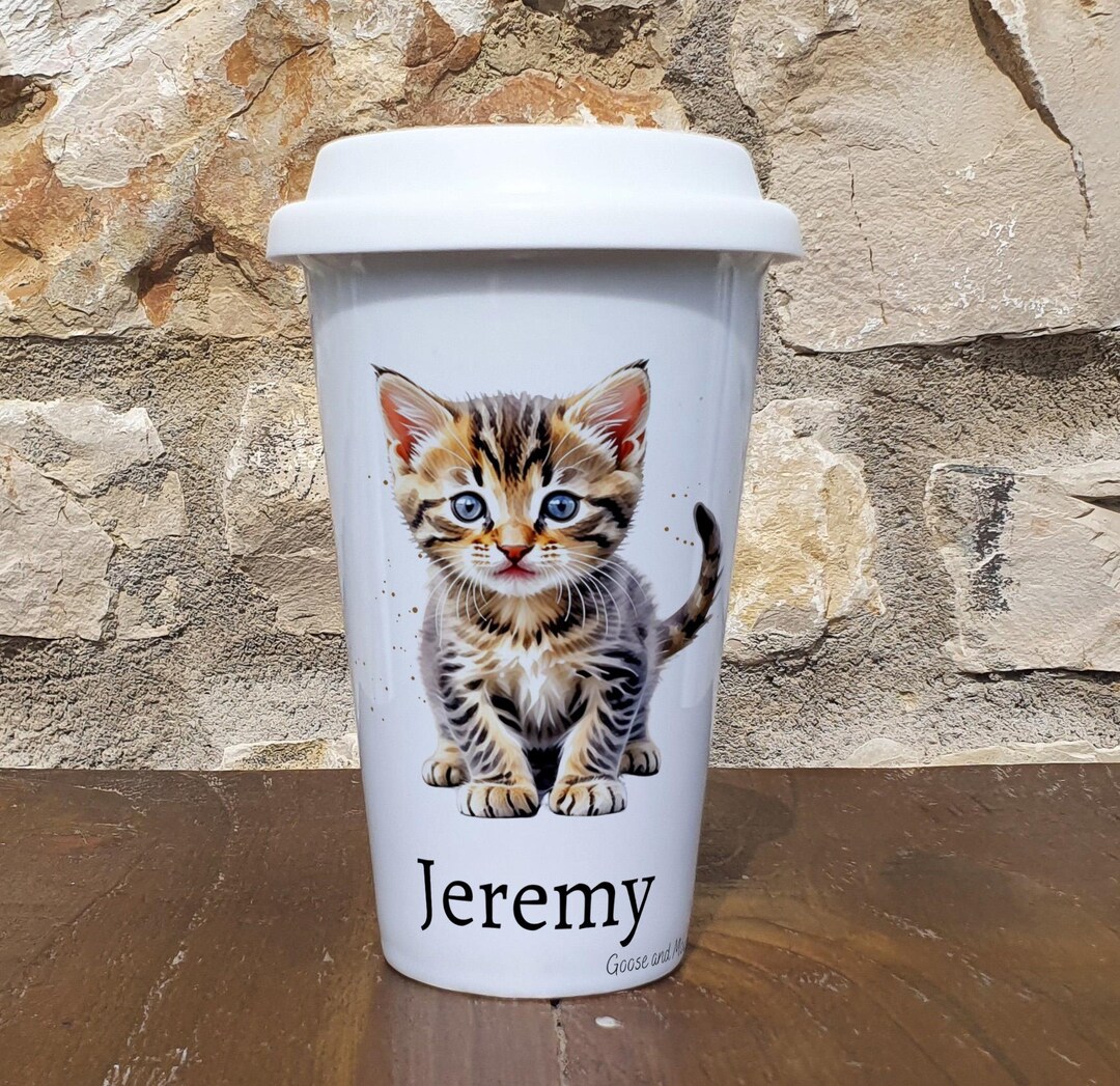 Personalised Brown Tabby Cat Travel Mug, Gift for Kitten Lover, Thank ...