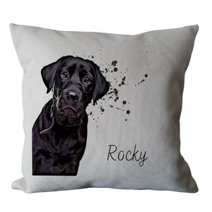 Personalised Black Labrador Dog Country Canvas Cushion - Customised Dog ...