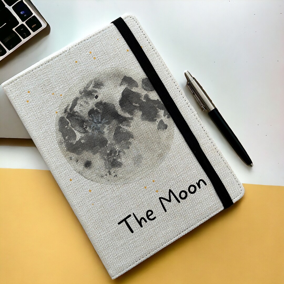 Personalised Moon A5 Notebook - Custom Space Lined Journal - Reusable ...