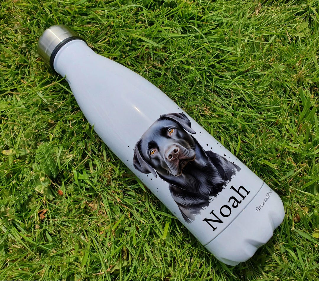 Personalised Black Labrador Water Bottle, Gift for Puppy Lover, Thank ...