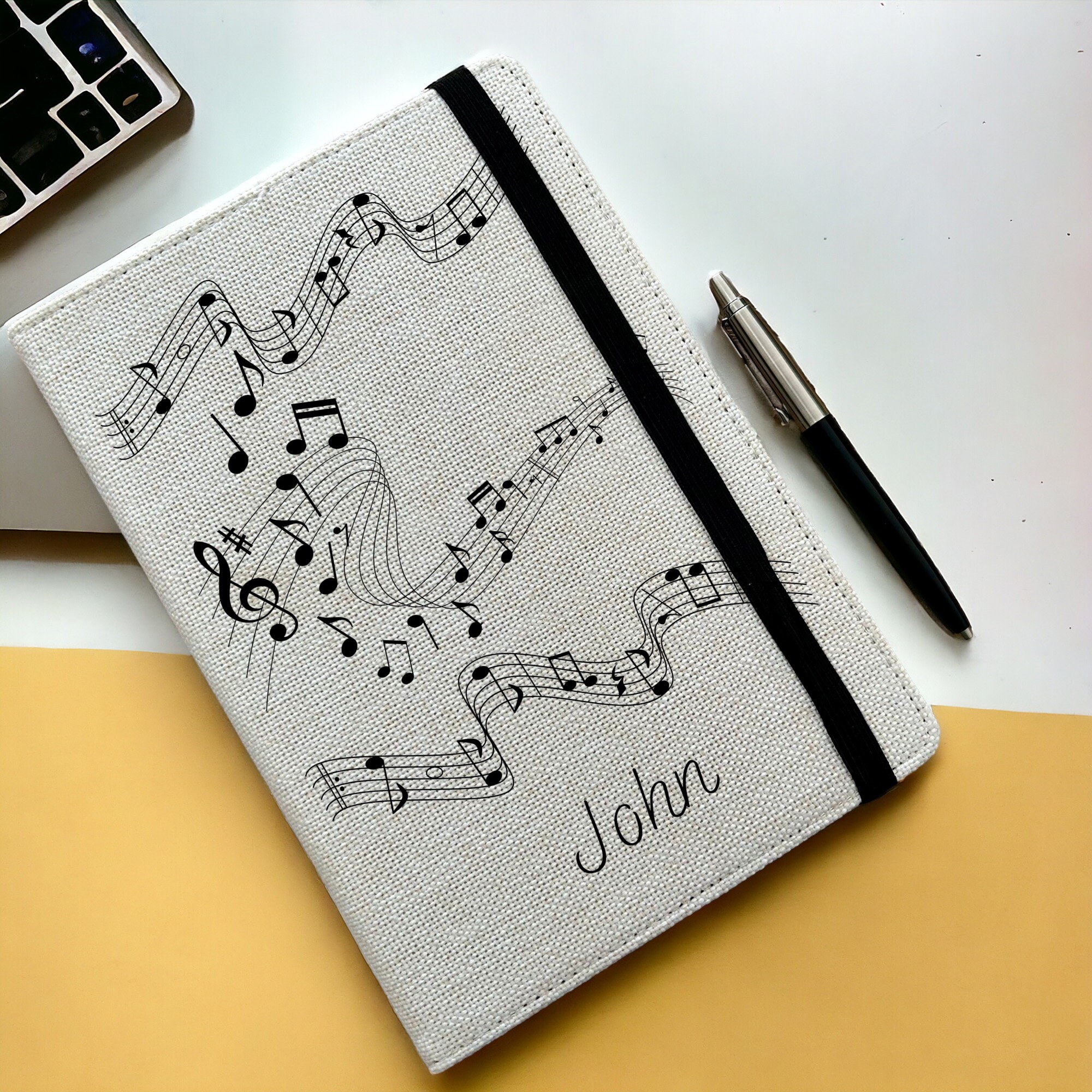 Personalised Music Notes A5 Notebook - Custom Music Lined Journal ...
