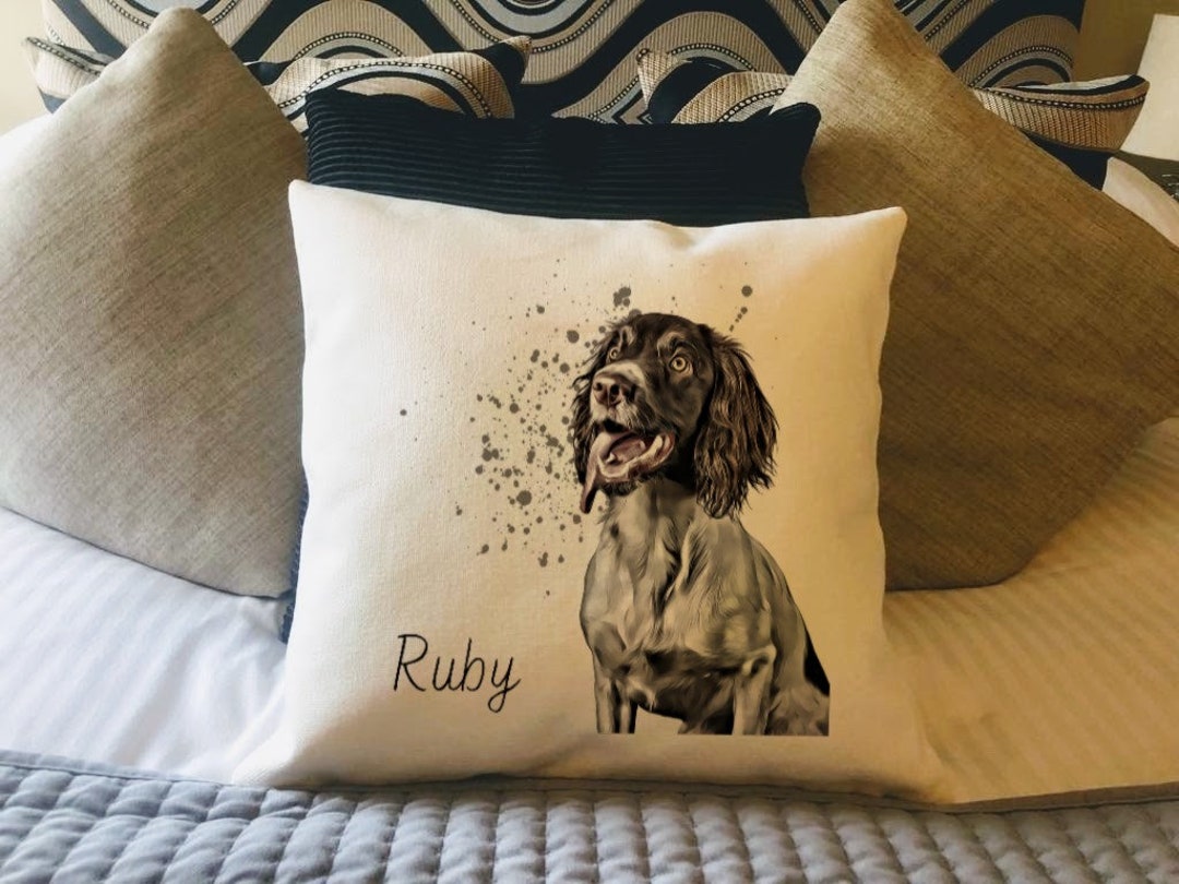 Personalised Springer Spaniel Dog Country Canvas Cushion - Custom Dog ...