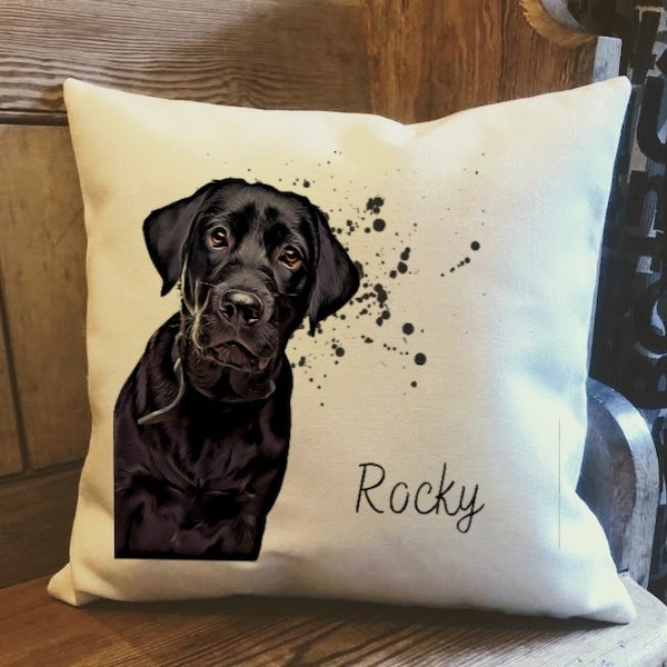 Pillow Black Labrador - Etsy UK