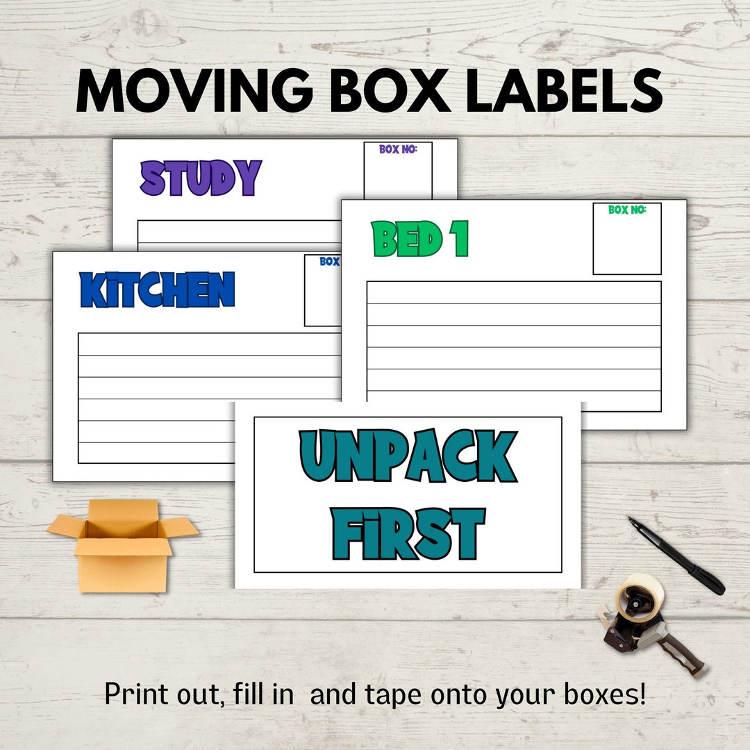 Moving Box Label Printables, Instant Download Moving Box Labels to ...