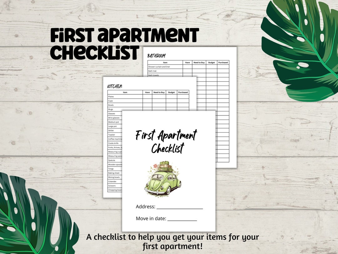 First Apartment Checklist PDF Printable Perfect for Your First Move - Etsy