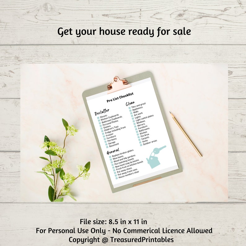 Pre List Checklist to Help Get Your House Ready for Sale - Etsy