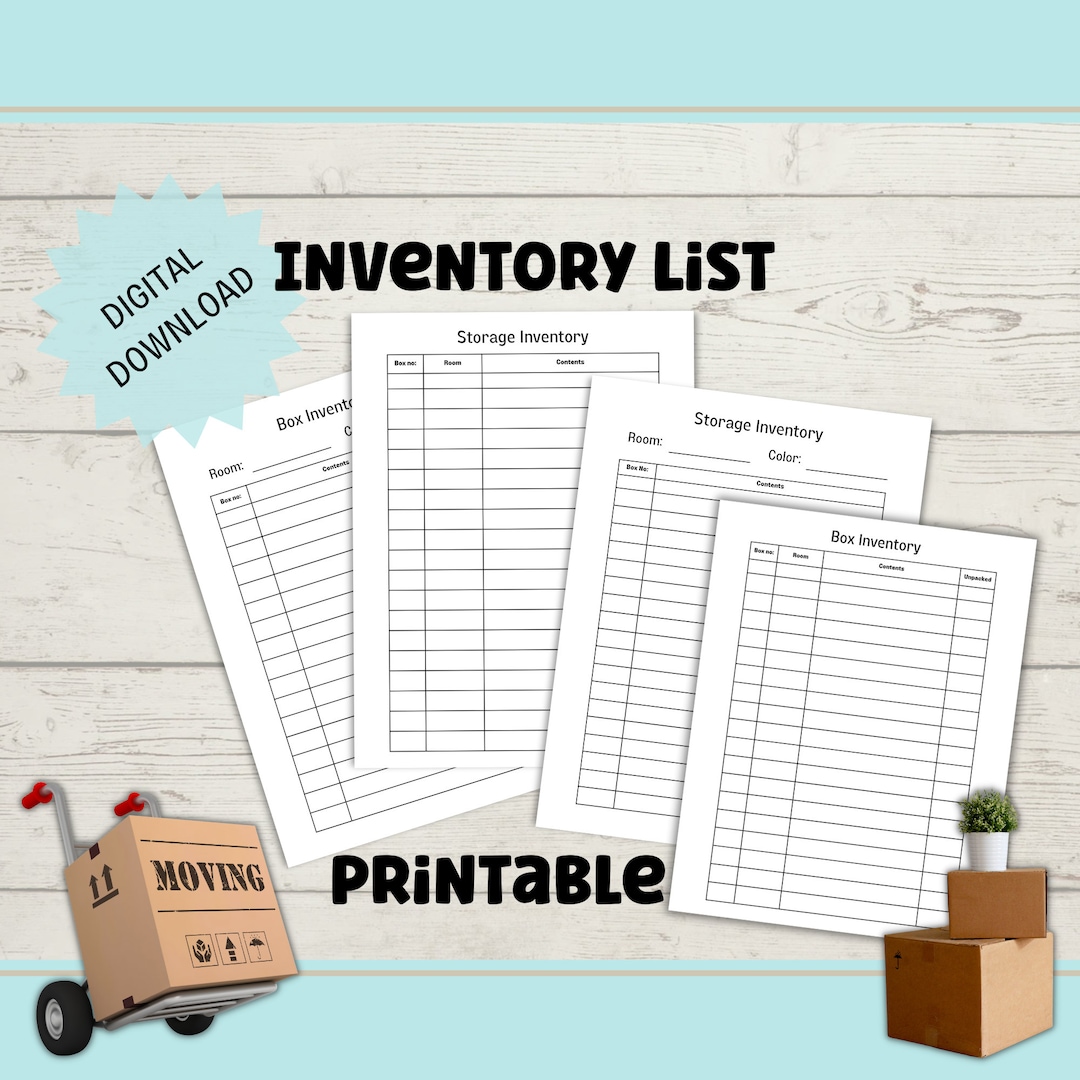Moving Box and Storage Inventory List - Etsy