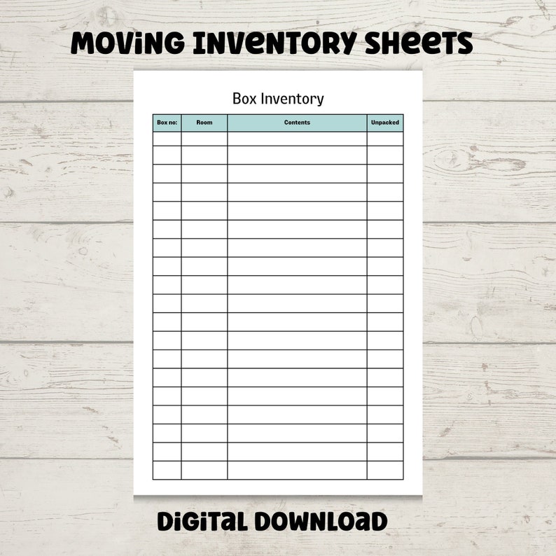 Moving Box Inventory List, Keep Track of What is in Each Box. - Etsy