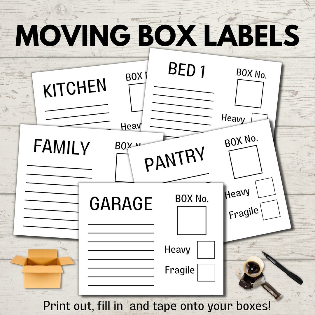 Moving Box Label Printables Instant Download Moving Box - Etsy