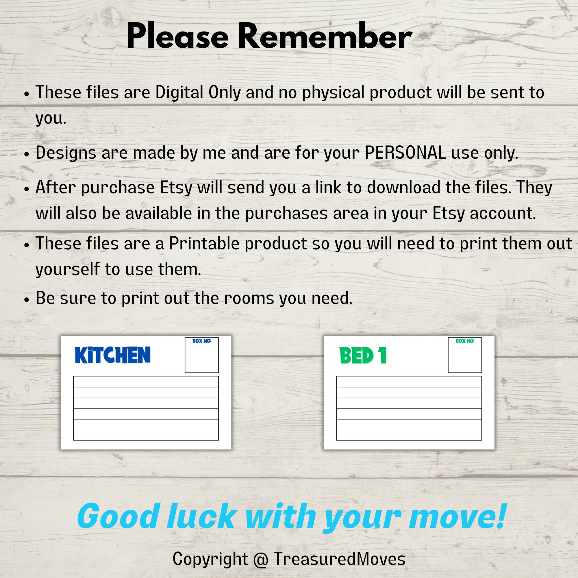 Moving Box Label Printables, Instant Download Moving Box Labels to ...