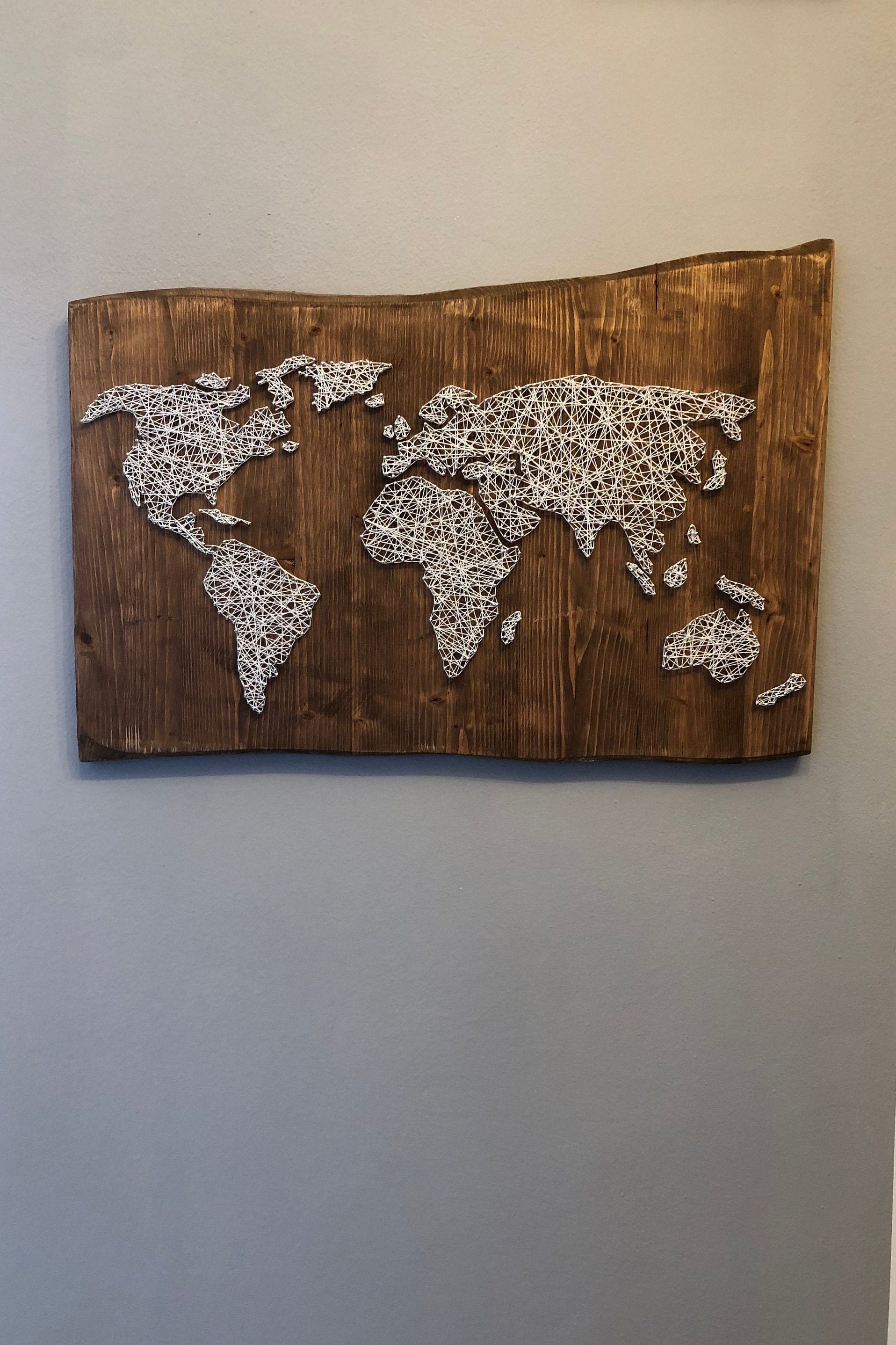 String Art world Map on Wood String Picture - Etsy