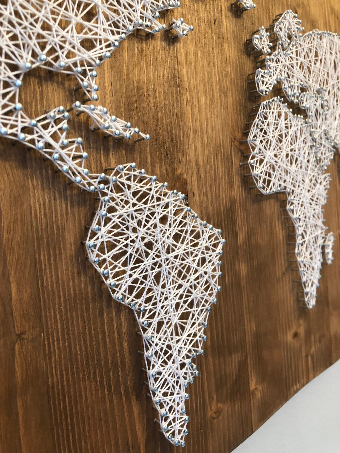 String Art world Map on Wood String Picture - Etsy