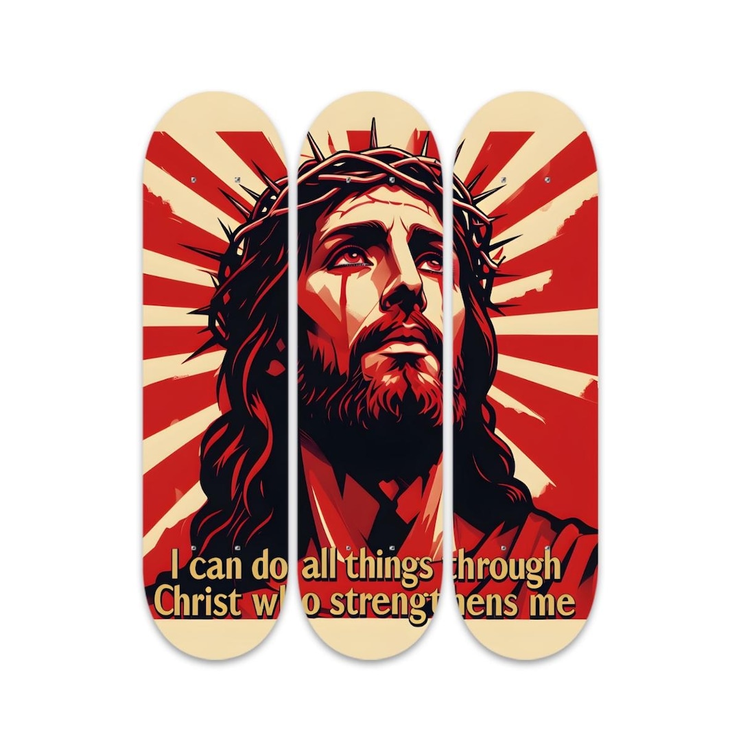 JESUS CHRIST 3 Panel Wood Skateboard Prints Wall Art (made in USA ...