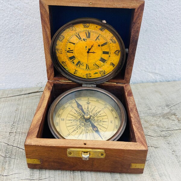 Antique Clock With Compass - Etsy