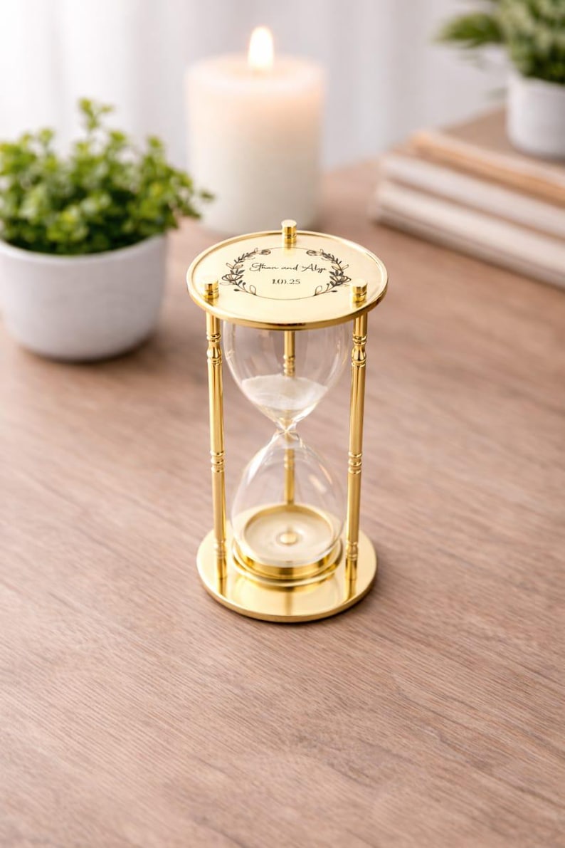Personalized Wedding Ceremony Hourglass Sand Timer, Gold Brass Finish ...