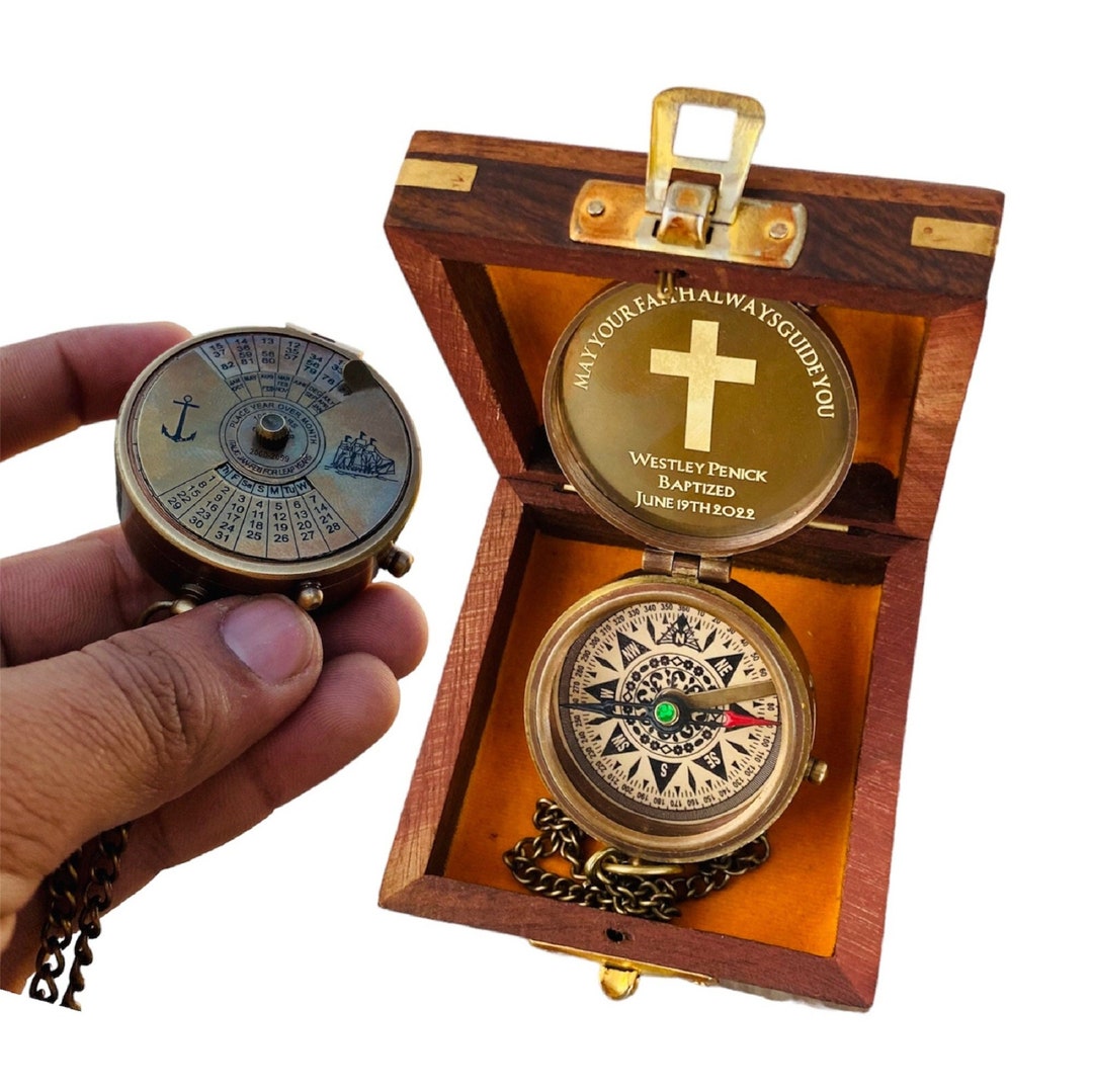 Antique Brass Pocket Compass Vintage Compass Graduation Compass ...