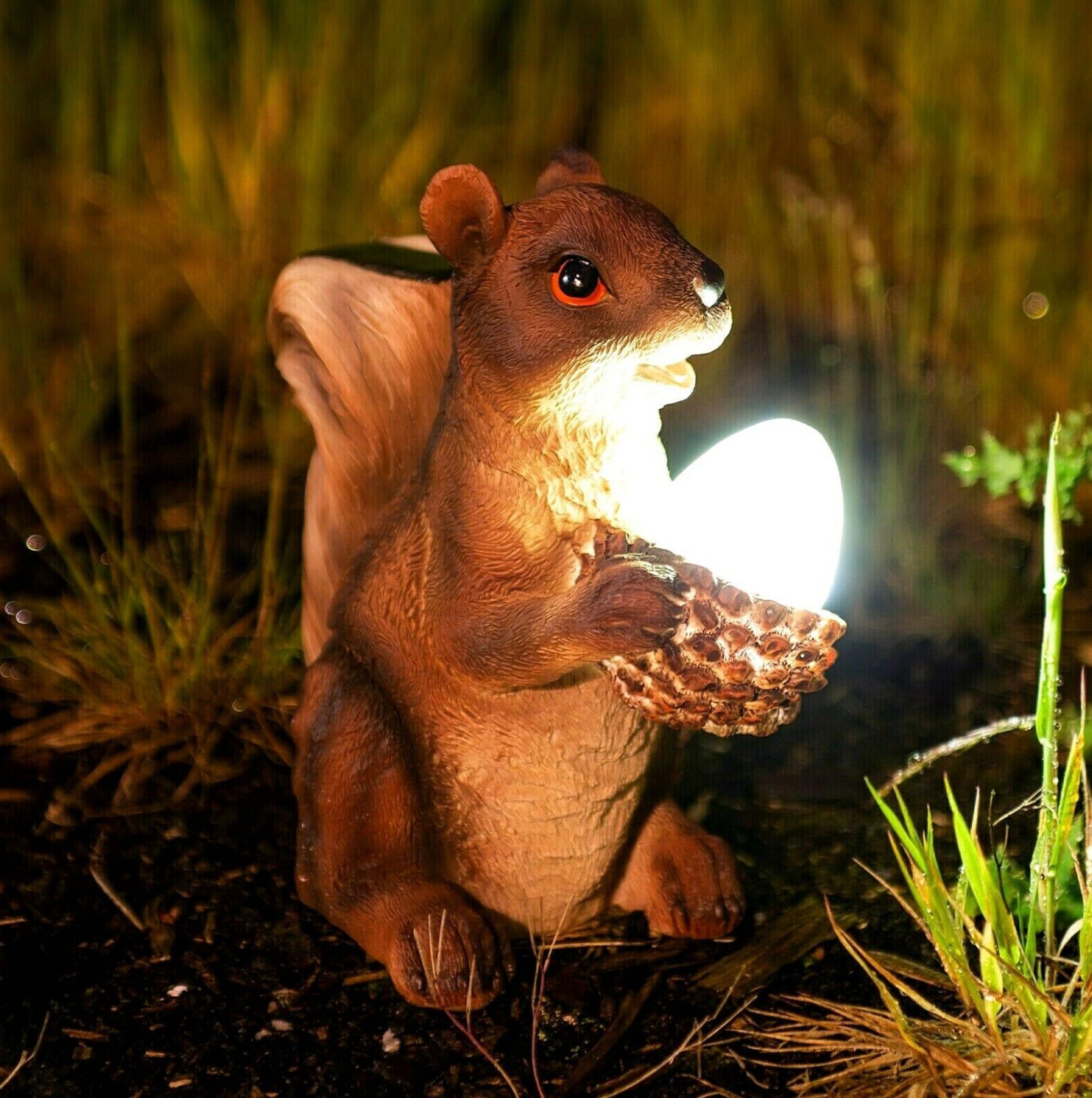 Solar Powered Squirrel Light LED Garden Ornament Outdoor | Etsy