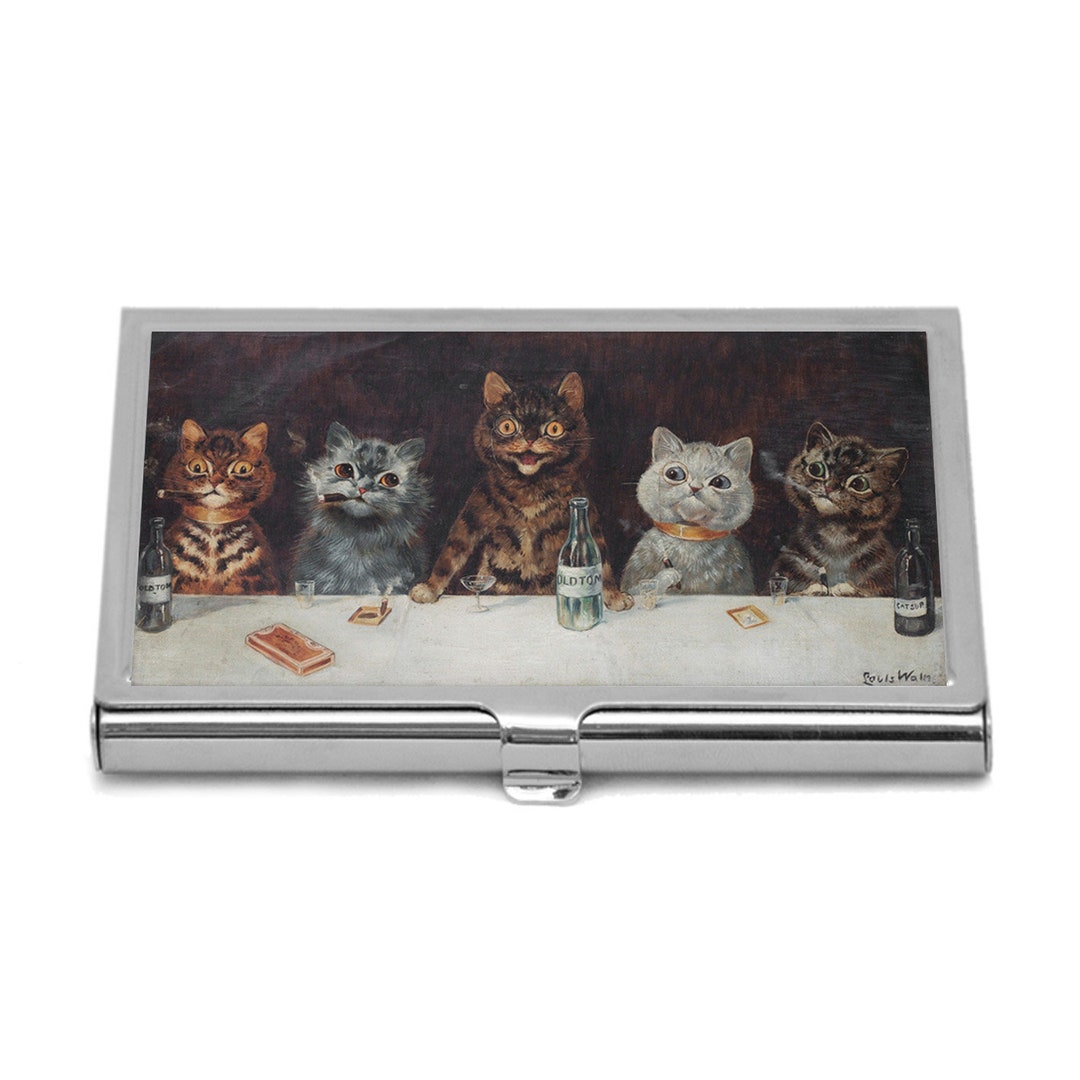 Cats Business Card Holder, Louis Wain Art Credit Card Case, Funny Cat ...