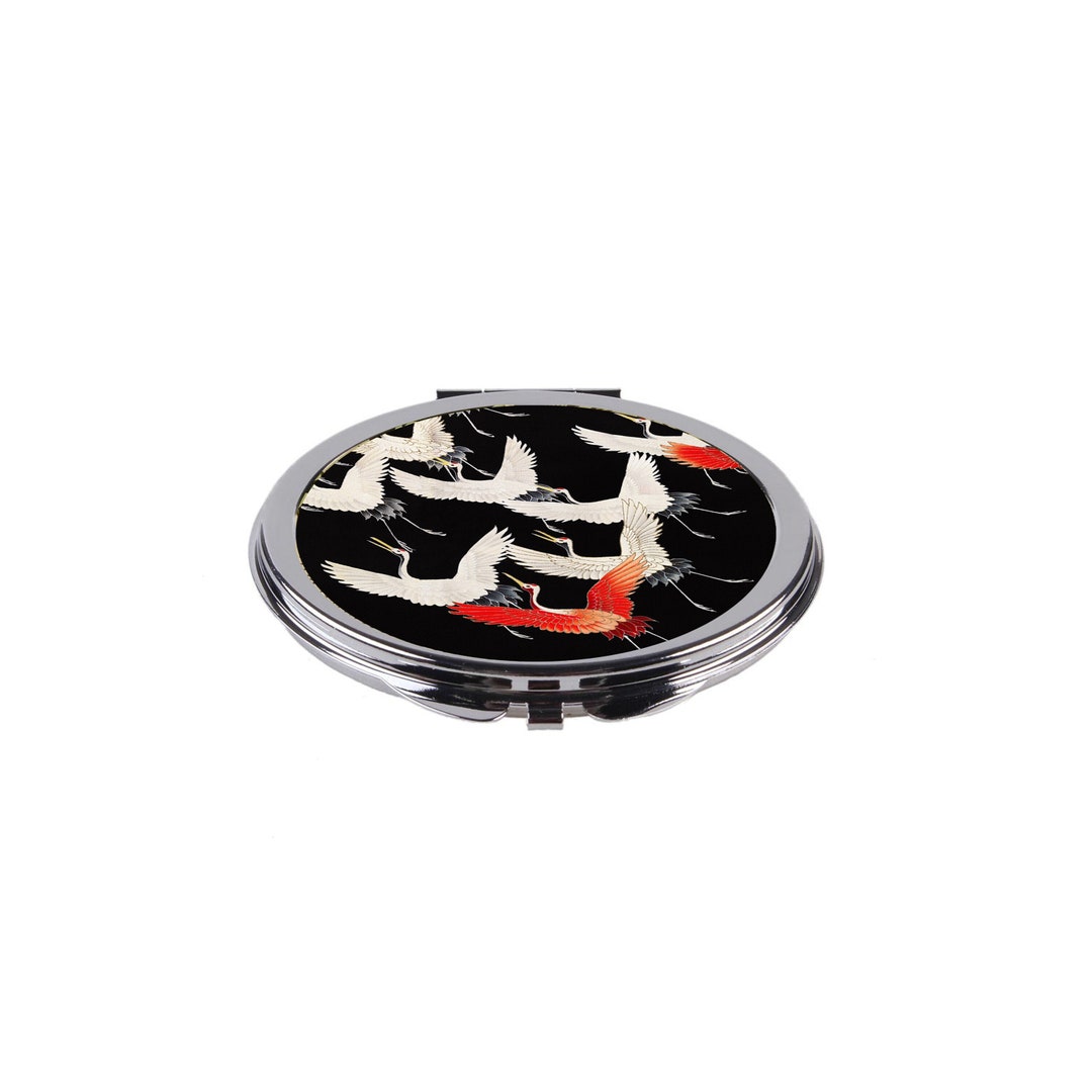 Cranes Pocket Mirror, Japanese Art Compact Mirror, Vintage Flying ...