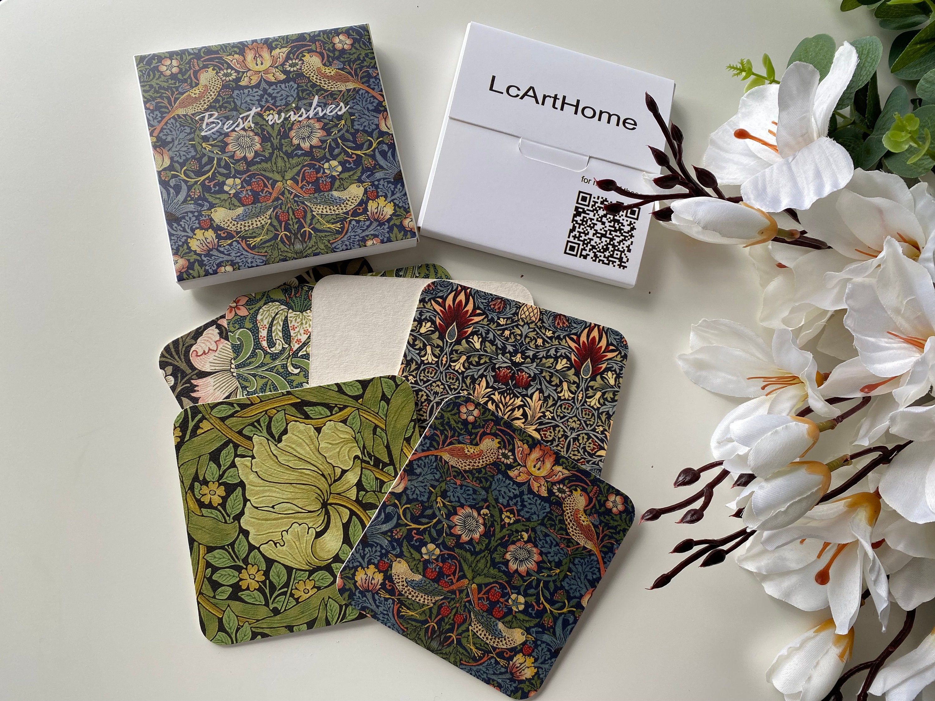 Coasters William Morris Art Coasters Set of 6 Art Nouveau Gift Wrapped ...
