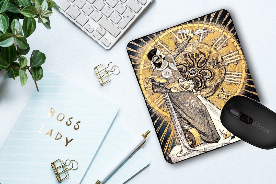 Zodiac Mouse Pad, Vintage Jugend Art Desk Mat, Art Nouveau Woman ...
