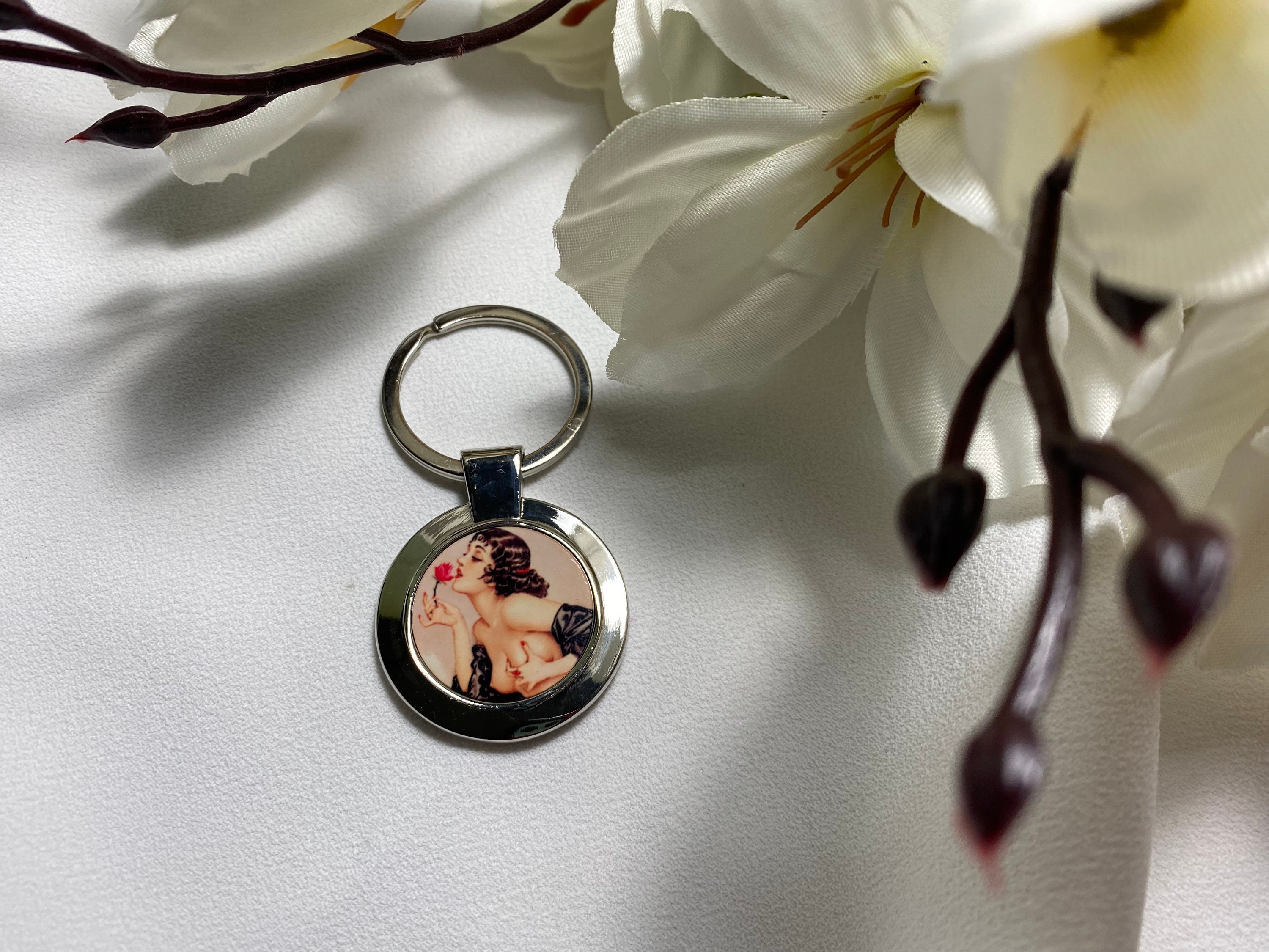 Art Deco Keychain Art Deco Woman Keychain Nude Woman Keyring Pin up ...