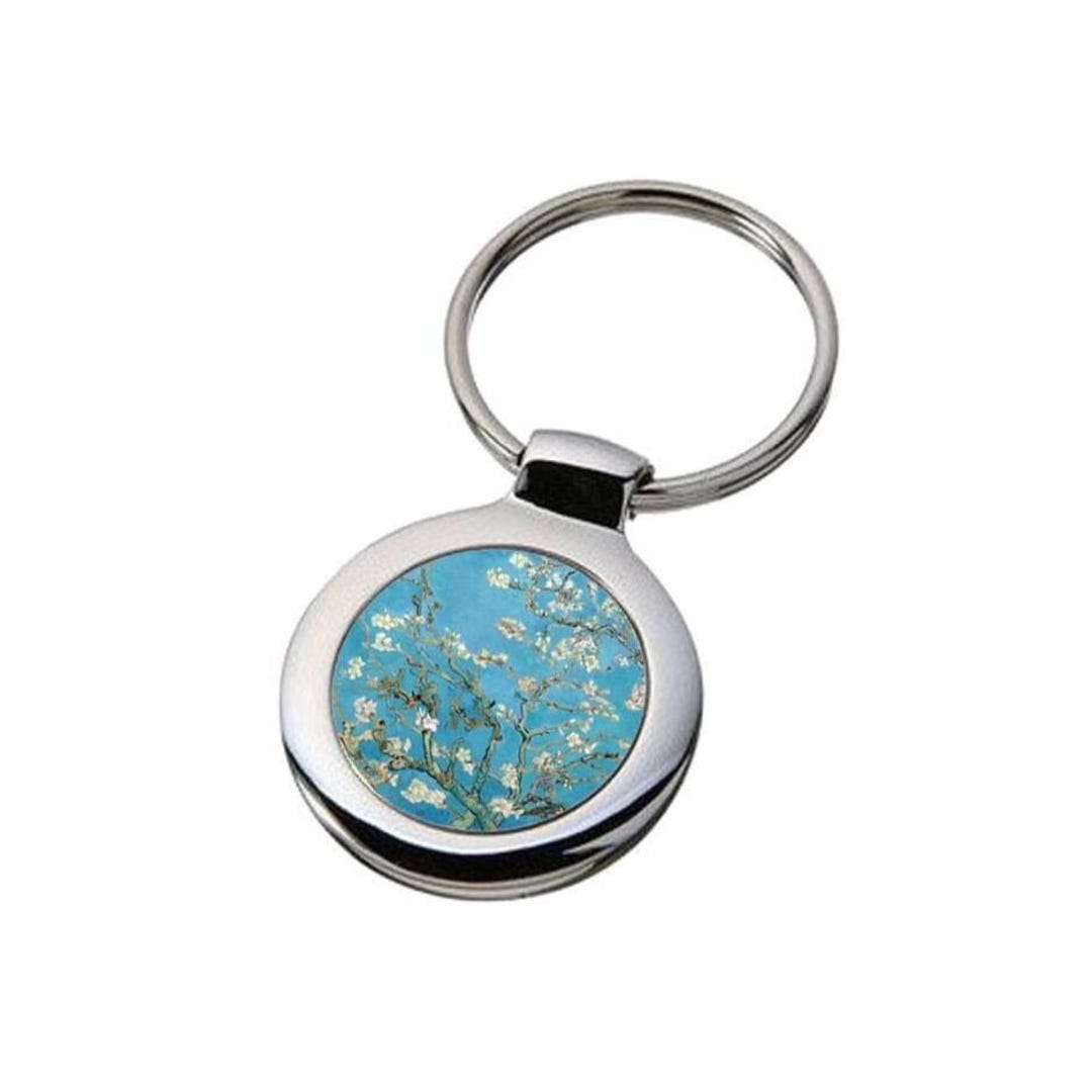 Van Gogh Almond Blossom Keychain Art Nouveau Bag Charm Aesthetic Blue ...