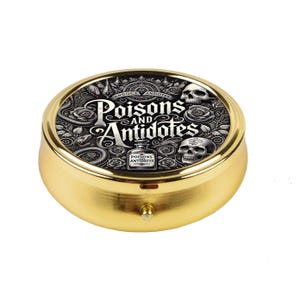 Poisons and Antidotes Pill Box, Vintage Gothic Design Compact Medicine ...