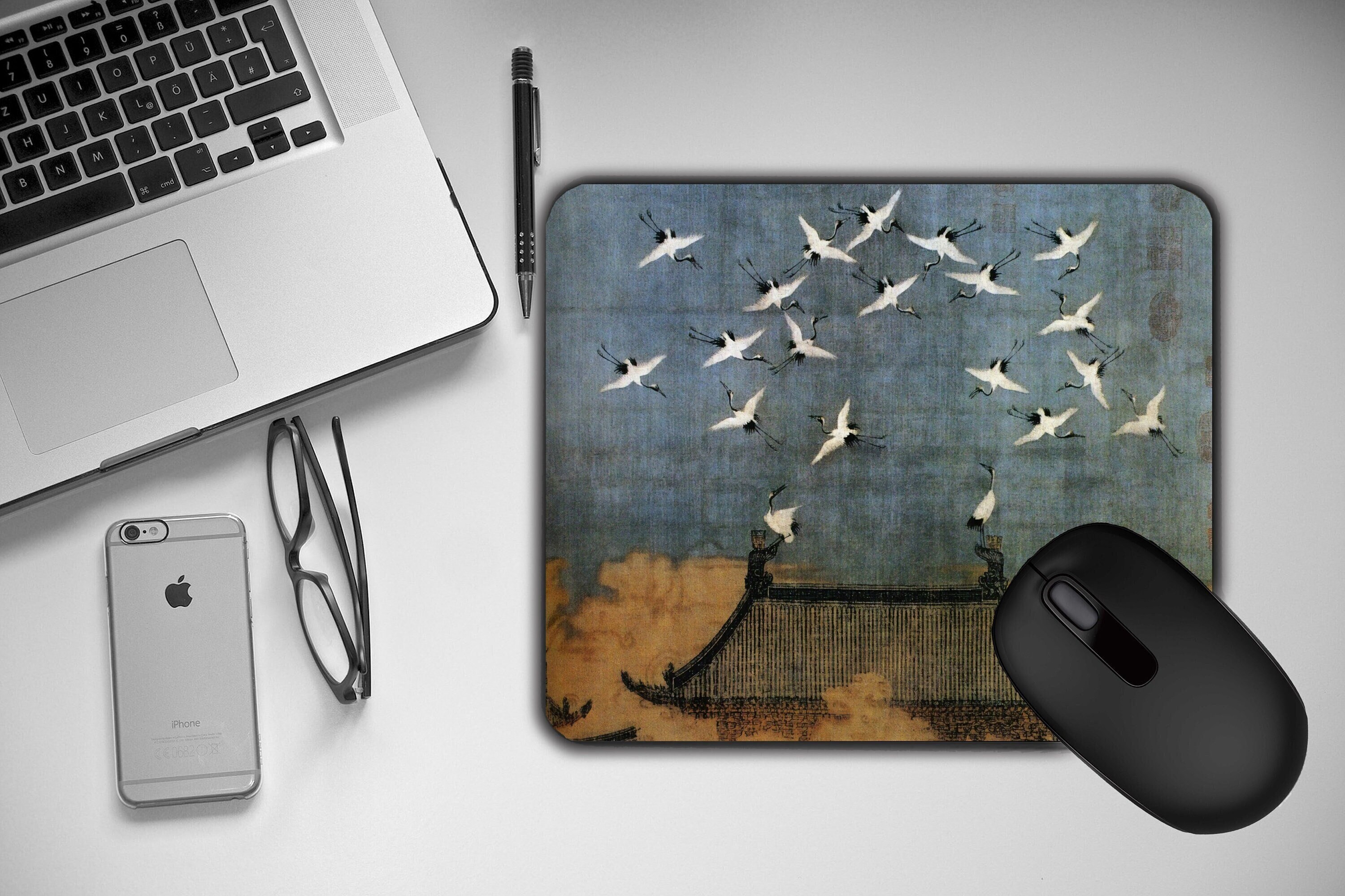 Antique Chinese Print Mouse Pad Antique Chinese Cranes Mouse Pad ...