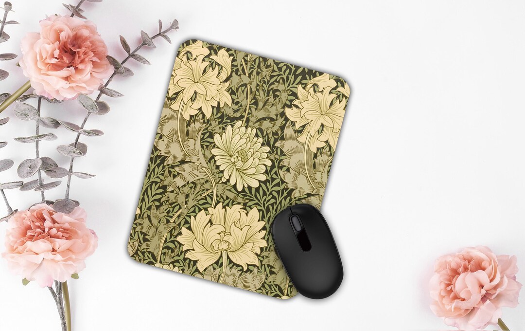 Chrysanthemum Art Nouveau Mouse Pad, William Morris Floral Ornament ...