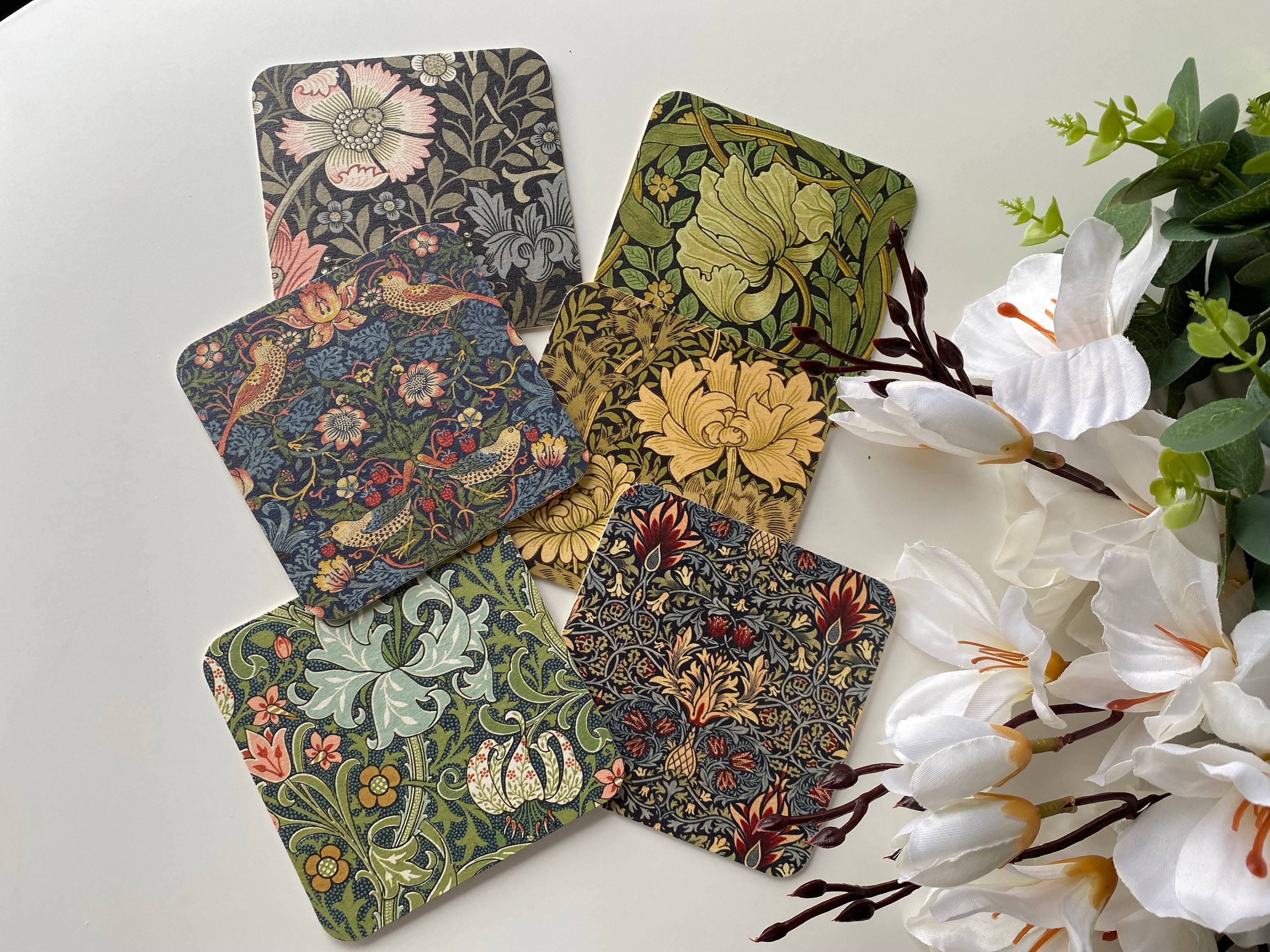 Coasters William Morris Art Coasters Set of 6 Art Nouveau Gift Wrapped ...
