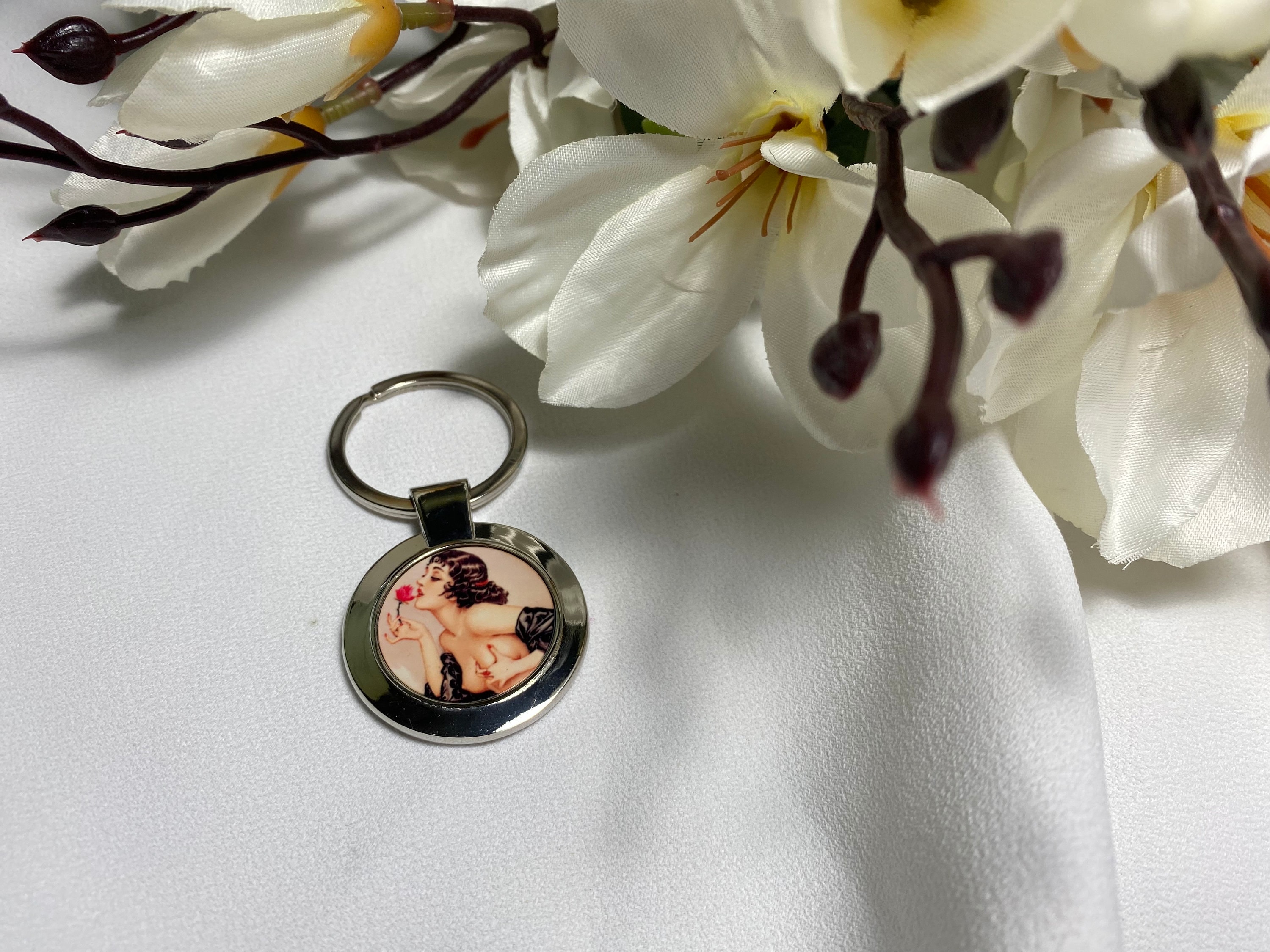 Art Deco Keychain Art Deco Woman Keychain Nude Woman Keyring Pin up ...