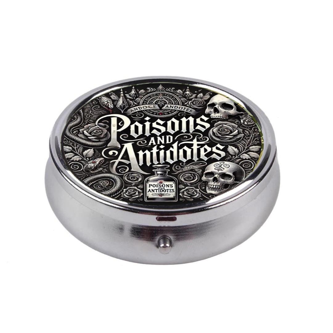 Poisons and Antidotes Pill Box, Vintage Gothic Design Compact Medicine ...