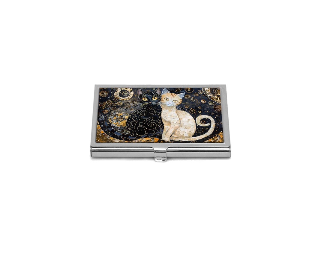 Black and White Cats Business Card Holder, Artistic Cat Credit Card ...