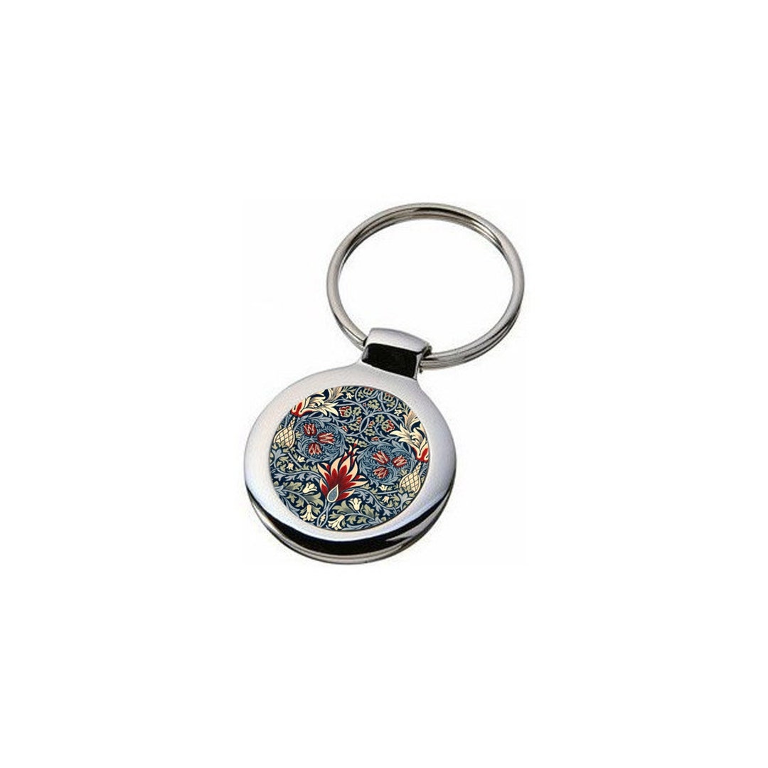 William Morris Wildflowers Keychain, Art Nouveau Metal Key Ring ...