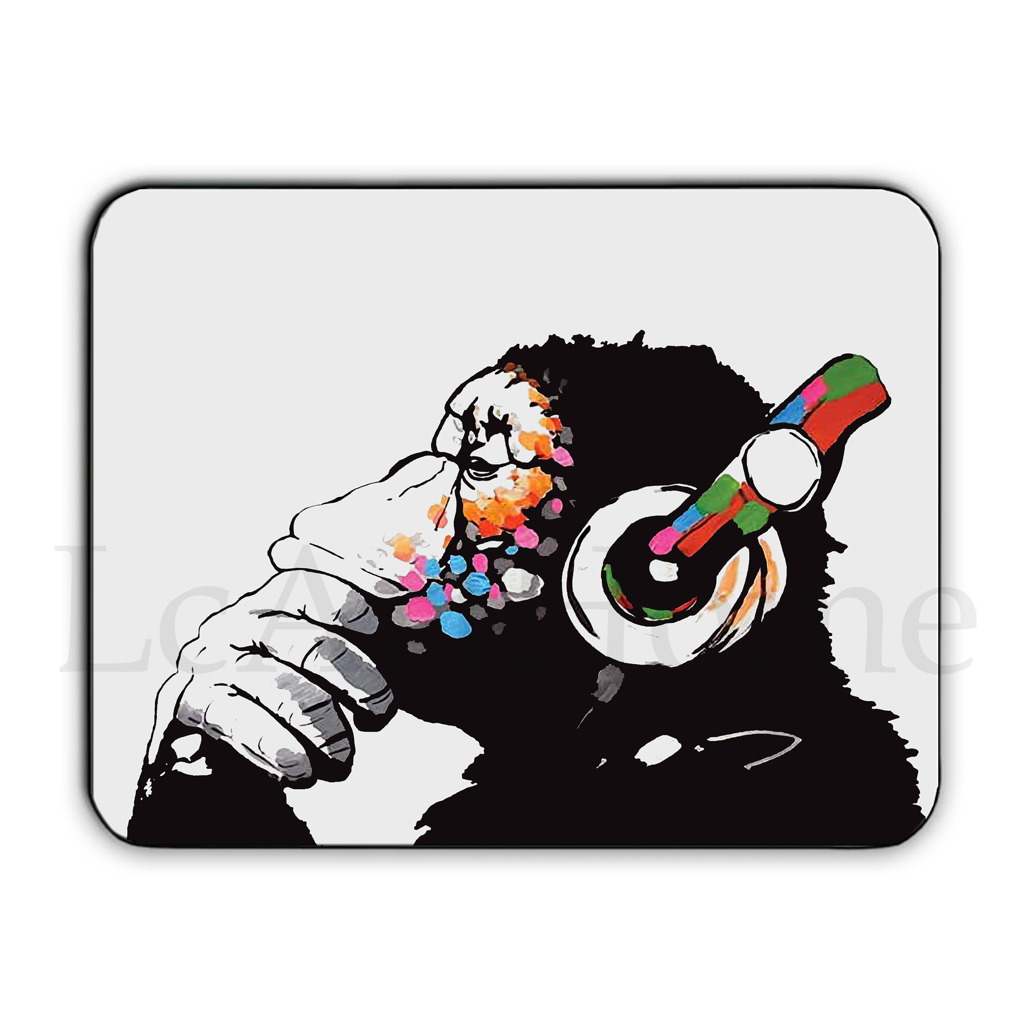 Monkey Banksy Mouse Pad Monkey With Headset Computer Mouse Pad Monkey ...