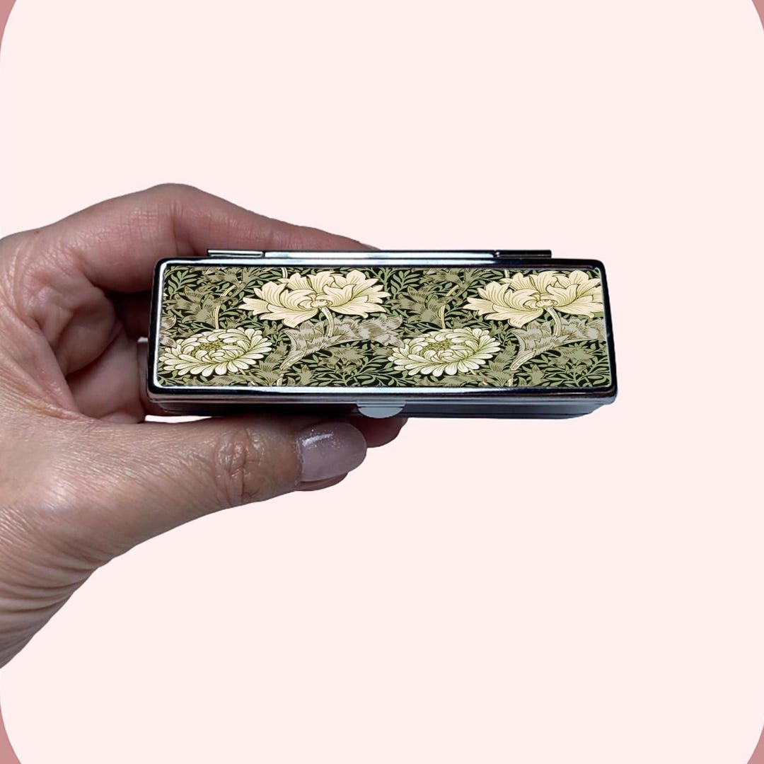 William Morris Chrysanthemum Lipstick Case With Mirror, Vintage Floral ...