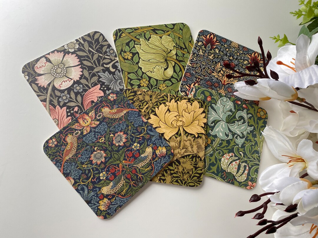 Coasters William Morris Art Coasters Set of 6 Art Nouveau Gift Wrapped ...