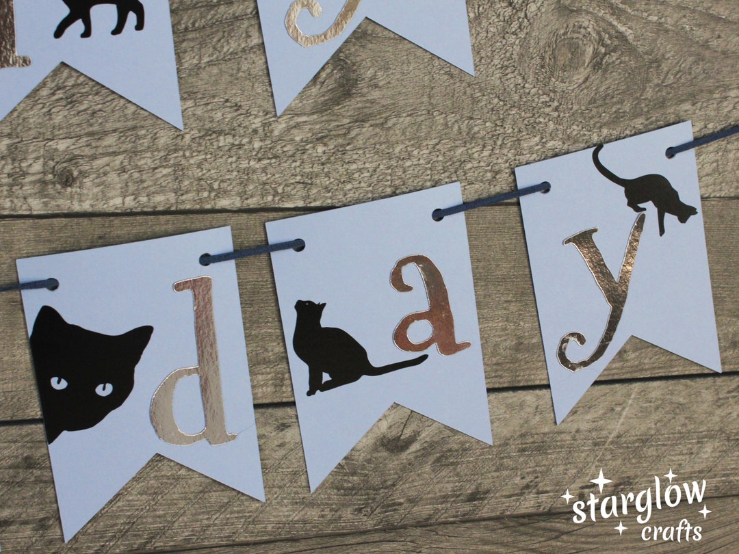 Cats themed bunting party decoration Happy Birthday - Etsy.de