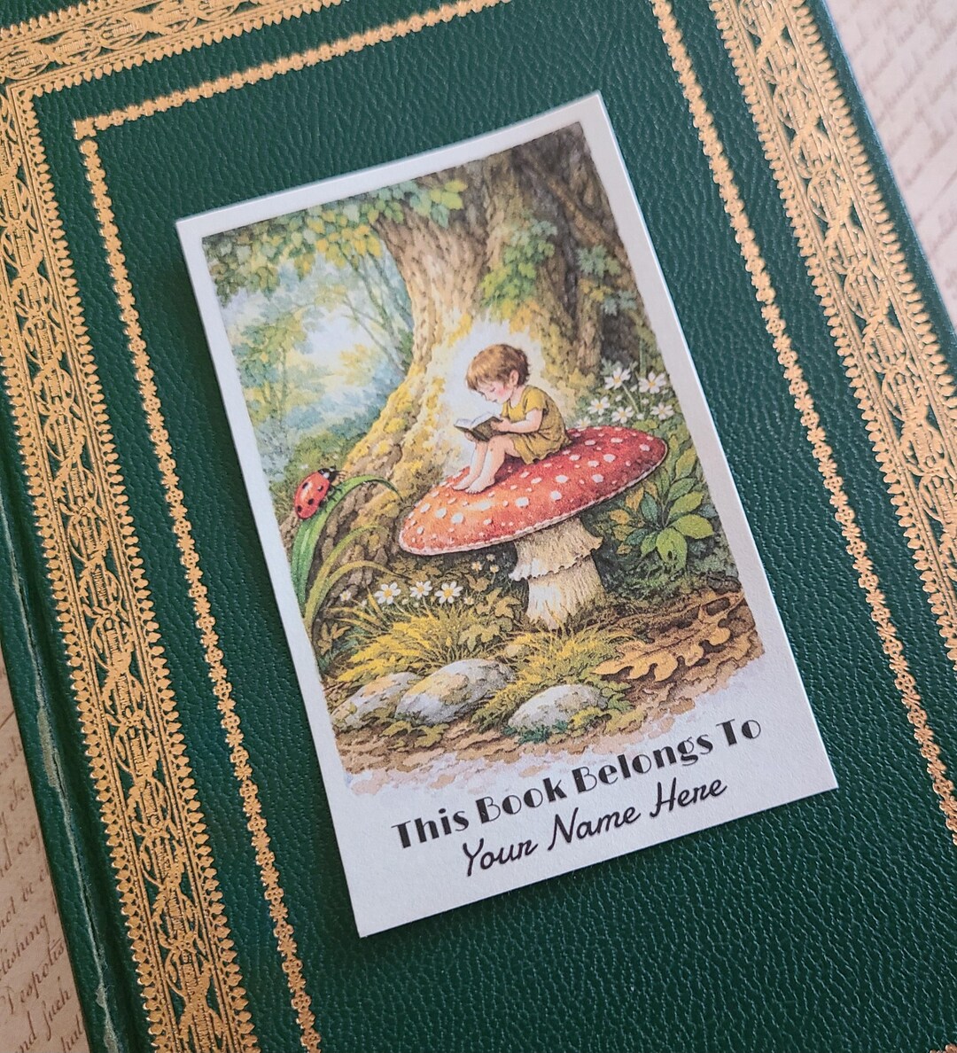 15 Personalized Ladybug & Wee Child Reading Atop a Mushroom "this Book ...