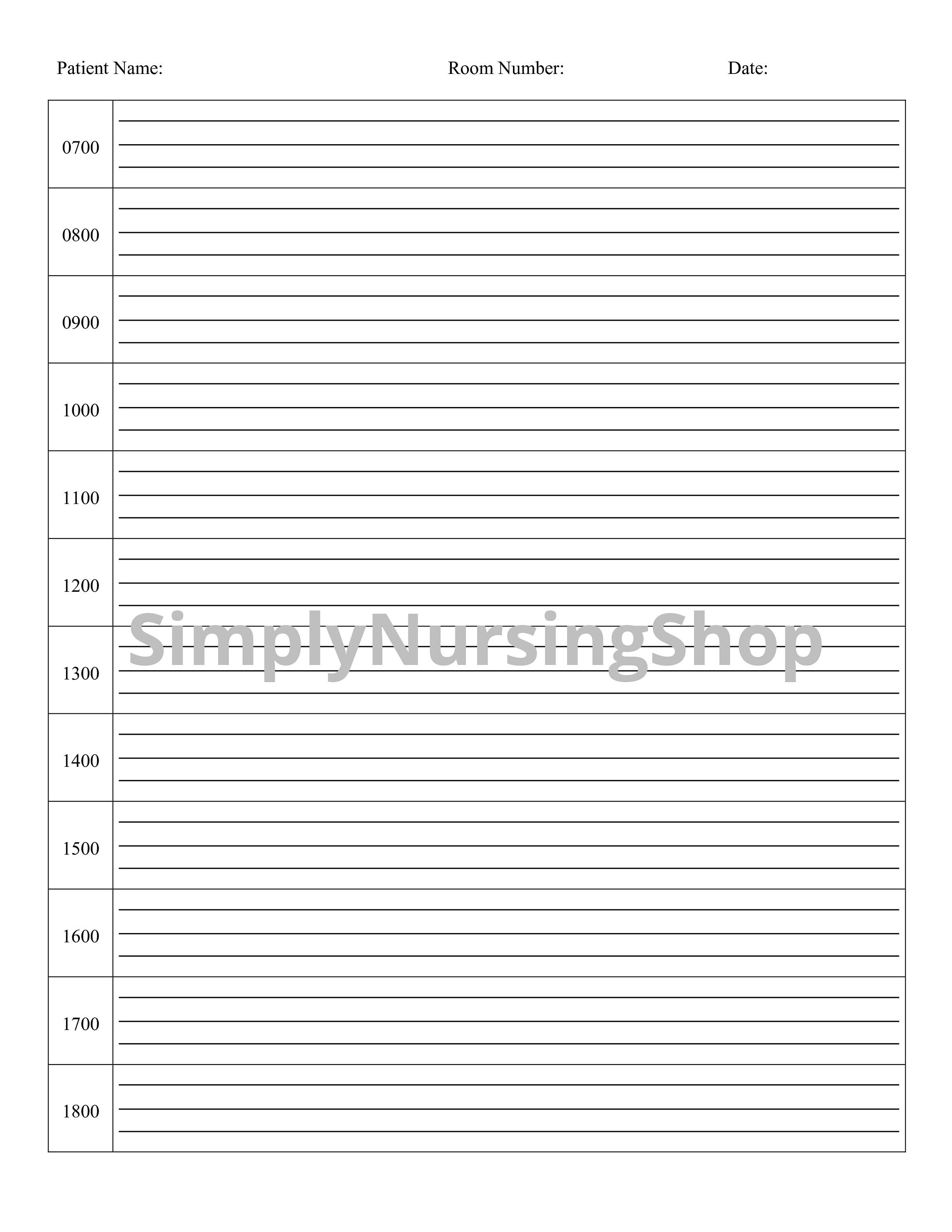 12-hour Rounding Sheets | Lined - Etsy