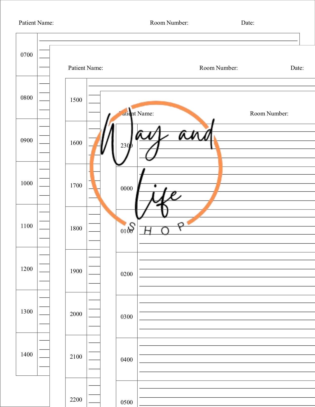 Printable 8 Hourly Rounding Sheets | Lined - Etsy