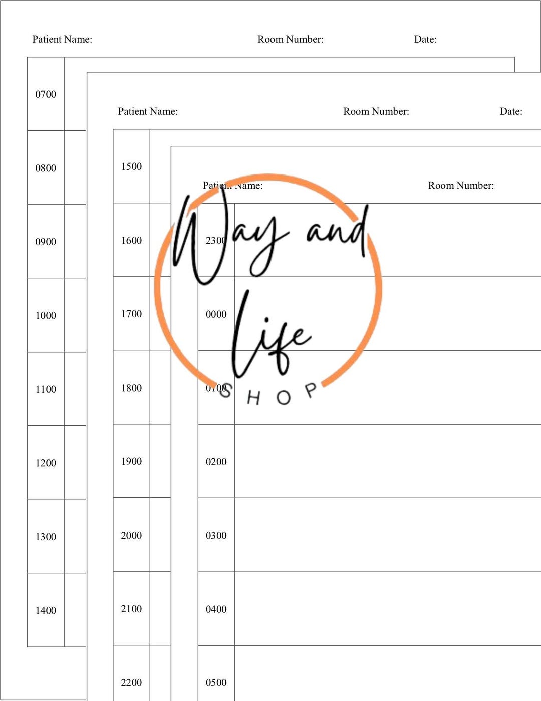 Printable 8 Hourly Rounding Sheets | Blank - Etsy